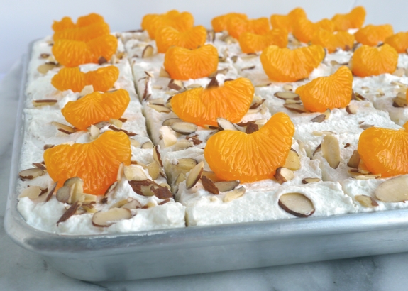 Mandarin Orange Sheet Cake with Whipped Cream Frosting - Noble Pig