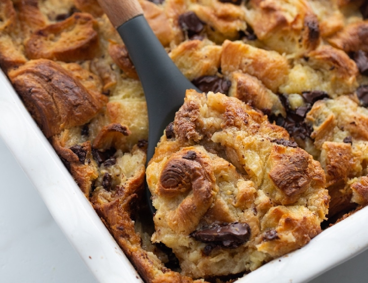 Chocolate Croissant Bread Pudding
