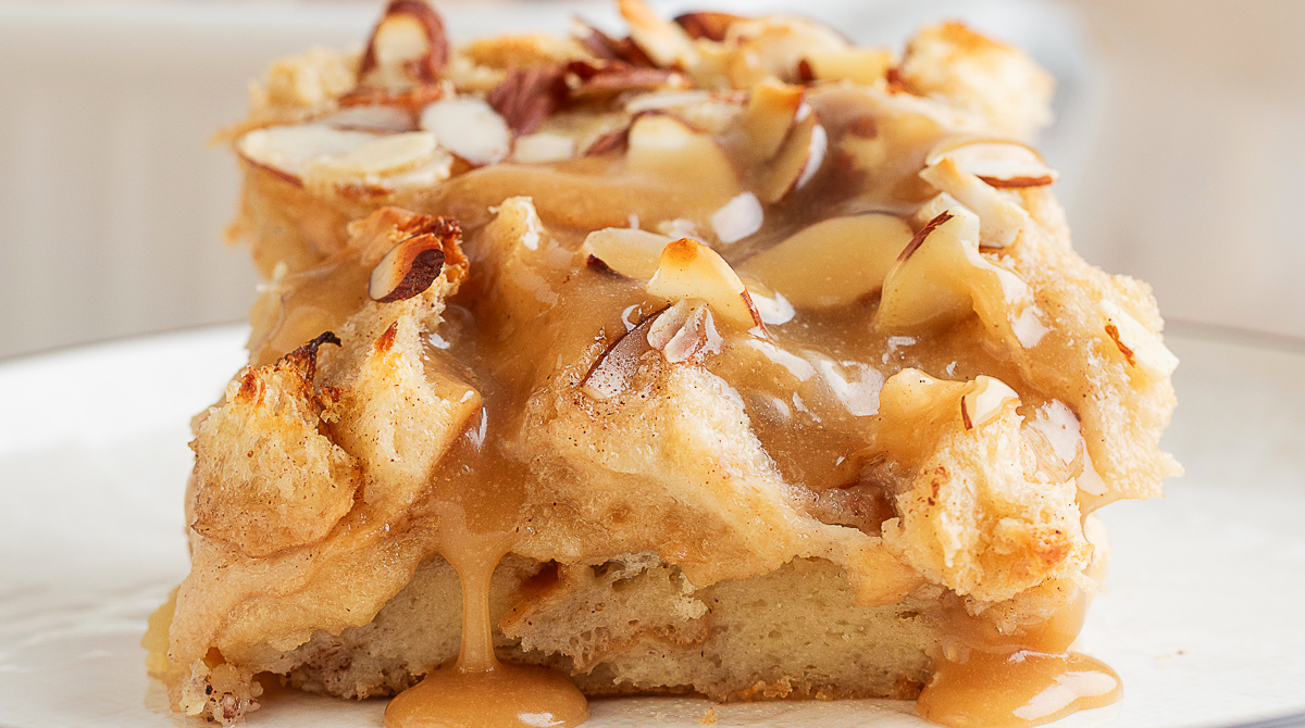 Almond Cream Bread Pudding - Marzipan-Sweet Custard | Noble Pig
