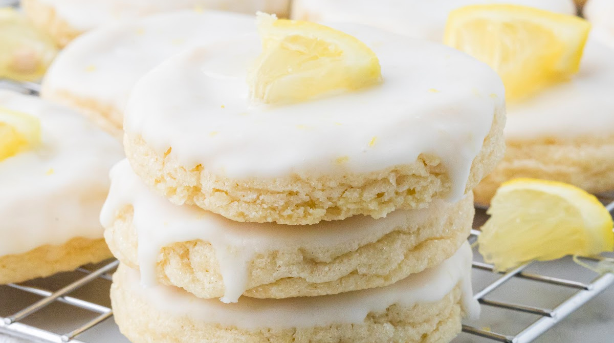 Glazed Lemon Sugar Cookies with Thick Lemon Glaze | Noble Pig